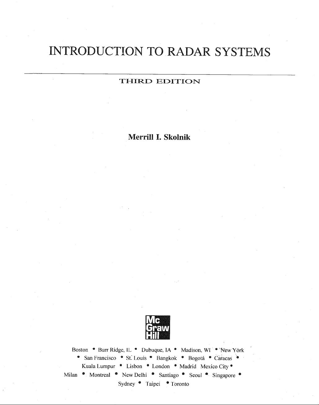 雷达系统导论 Introduction to Radar Systems Third Edition (Merrill I. Skolnik) - CSDN文库