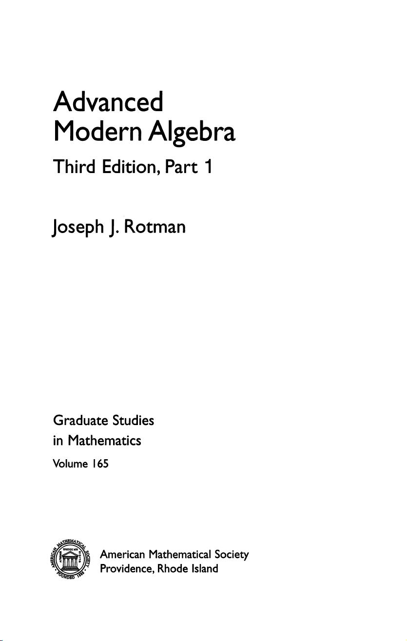 AdvancedModernAlgebra,Part1,JosephRotman.pdf_MacLane写的 ...