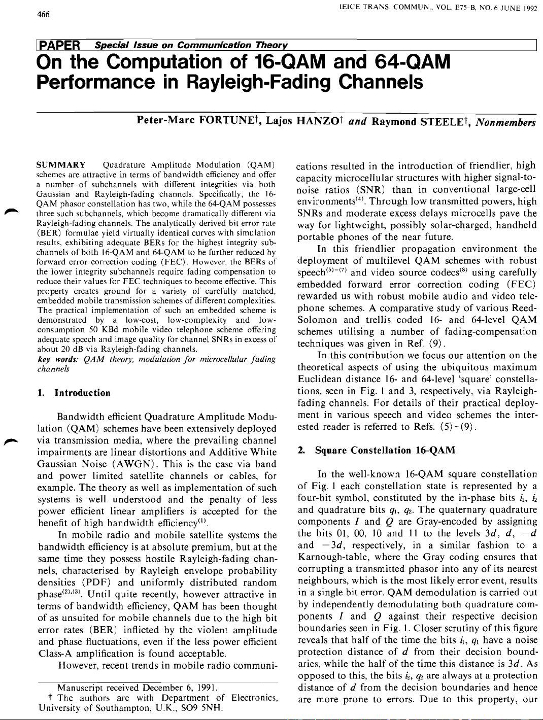 16QAM与64QAM在瑞利衰落信道下的性能比较与优化 - CSDN文库