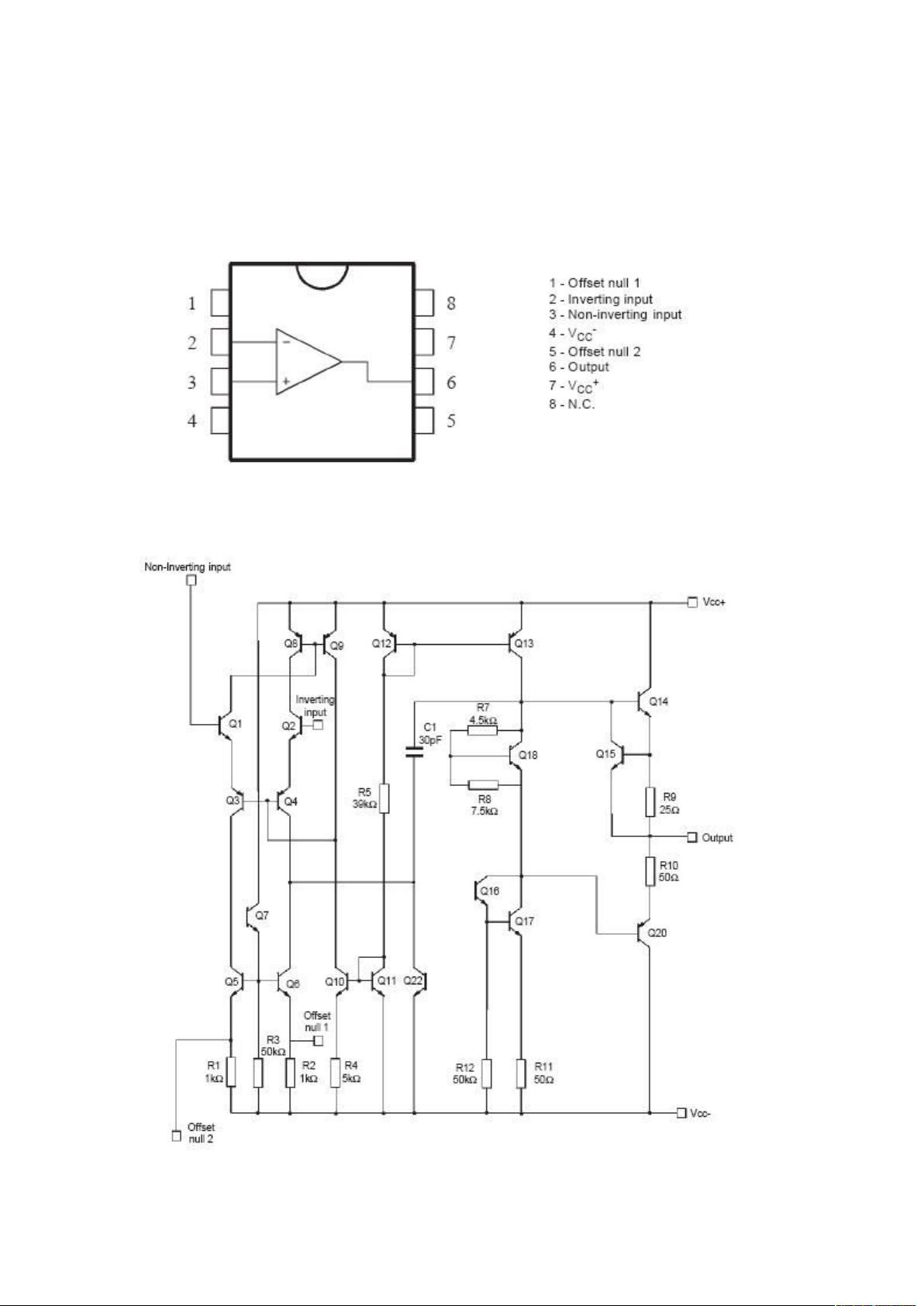 UA741运算放大器详解：引脚功能、工作温度与规格 - CSDN文库