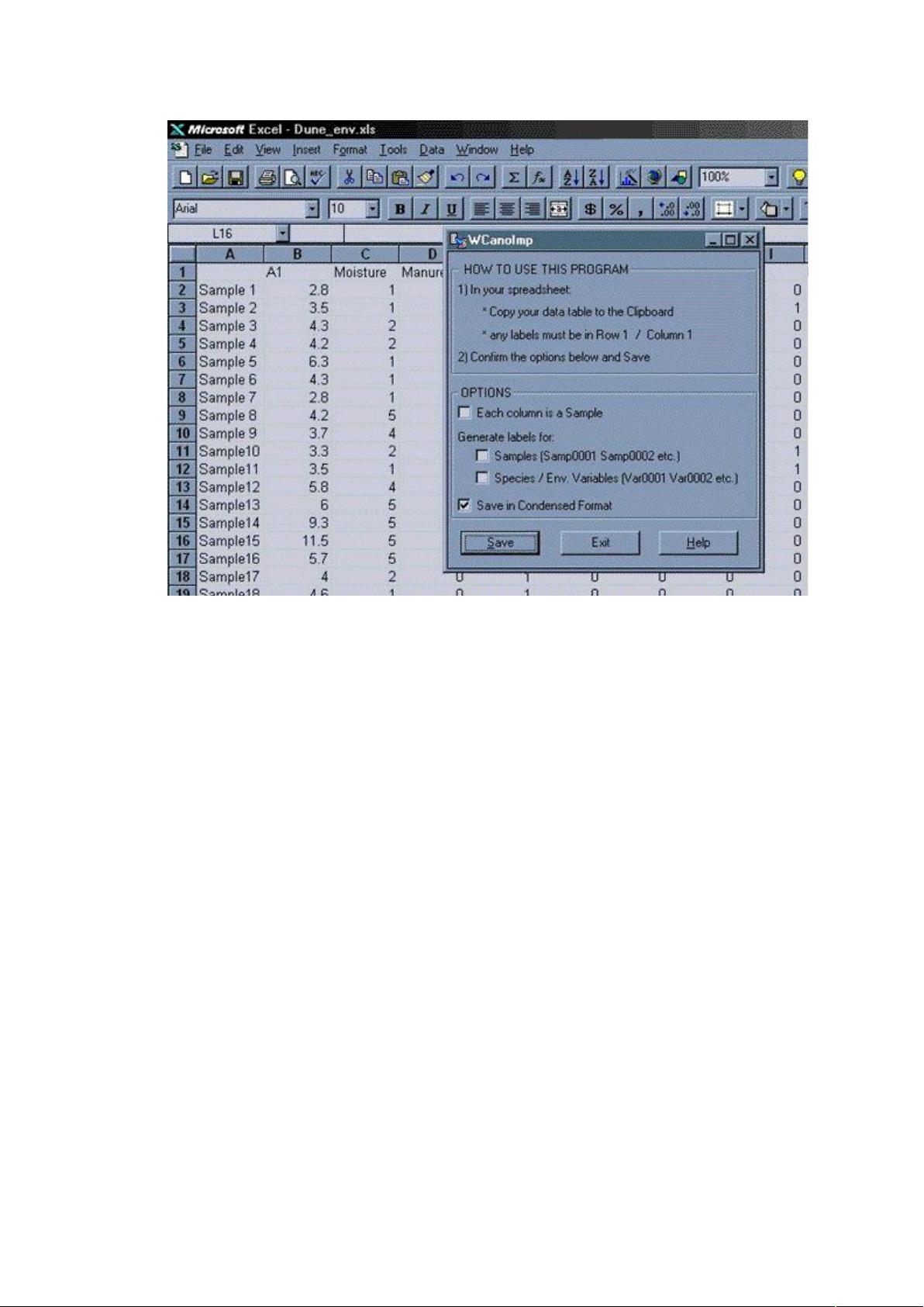 Canoco CCA数据处理详解：Excel准备与WCanoImp操作指南 - CSDN文库